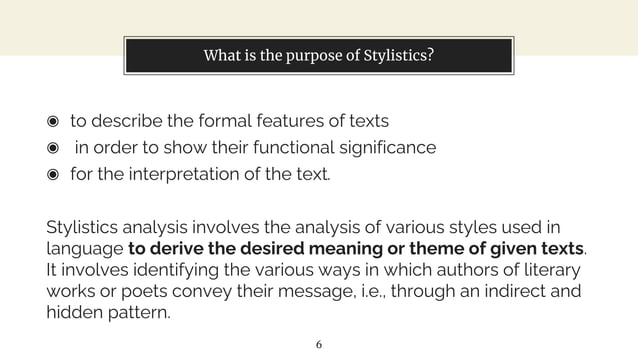 Stylistics and its Levels.pptx | Books and Literature