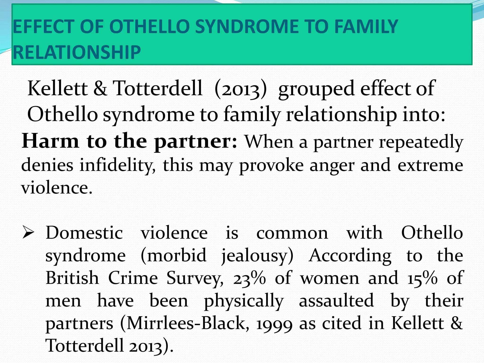 OTHELLO SYNDROME: ITS EFFECT ON FAMILY RELATIONSHIP | PDF