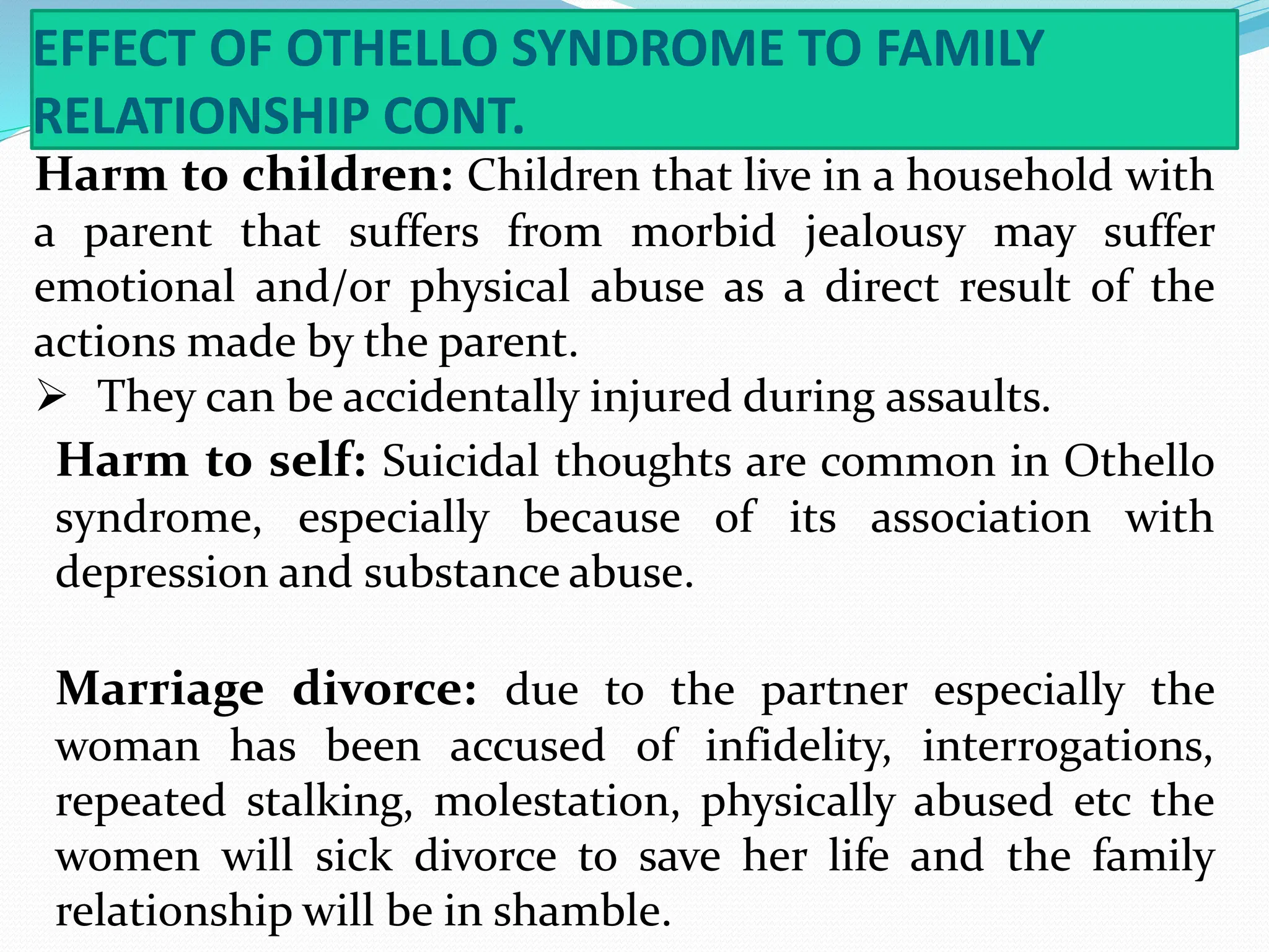 OTHELLO SYNDROME: ITS EFFECT ON FAMILY RELATIONSHIP | PDF