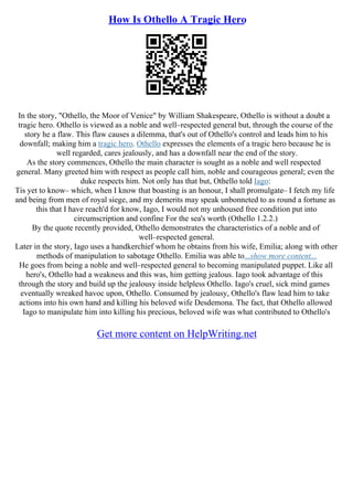 Othello Tragic Hero Essay | PDF
