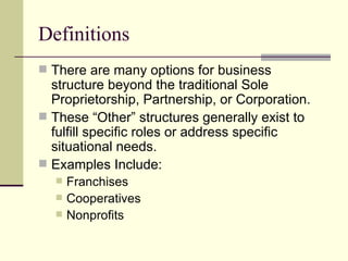 Other Business Structures | PPT