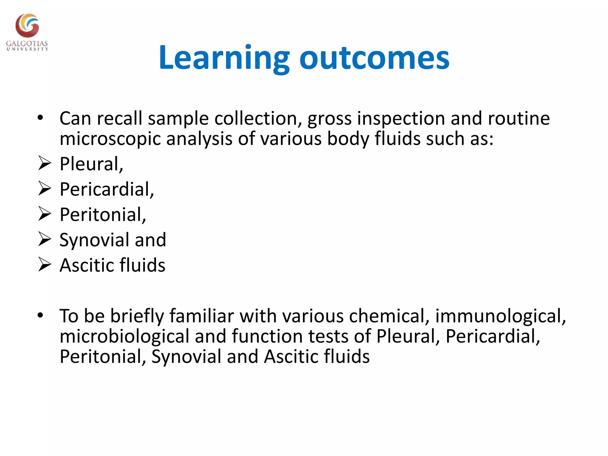 Other body fluids | PPTX