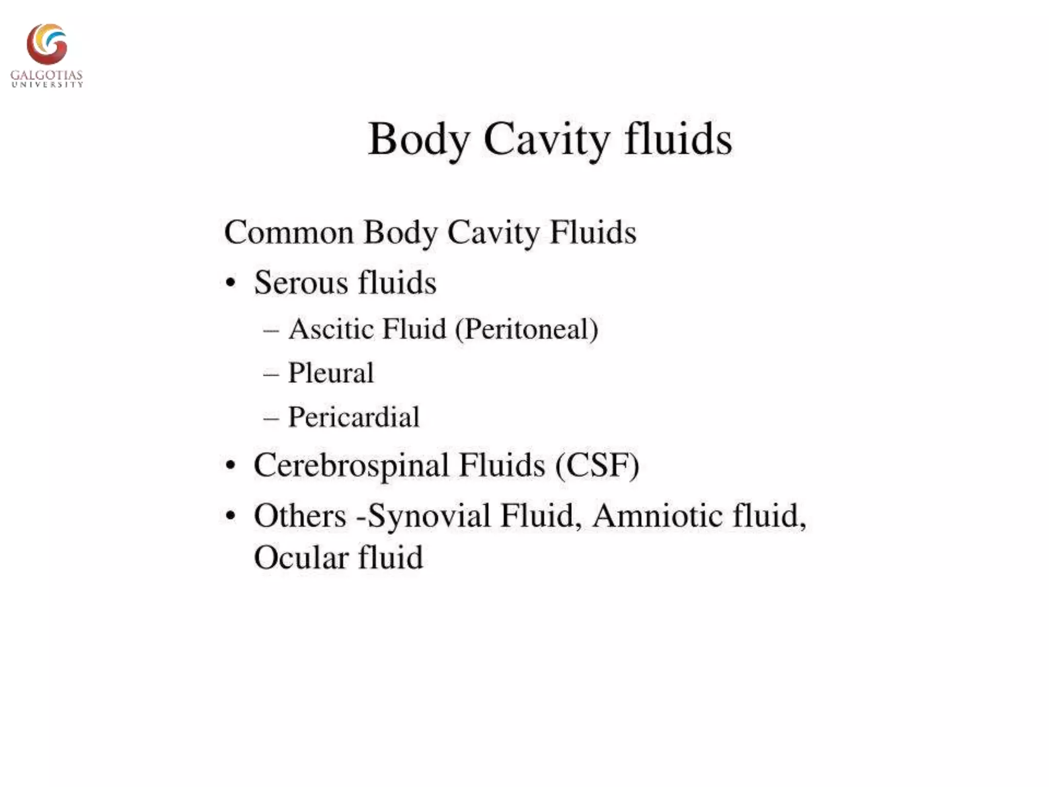Other body fluids | PPTX