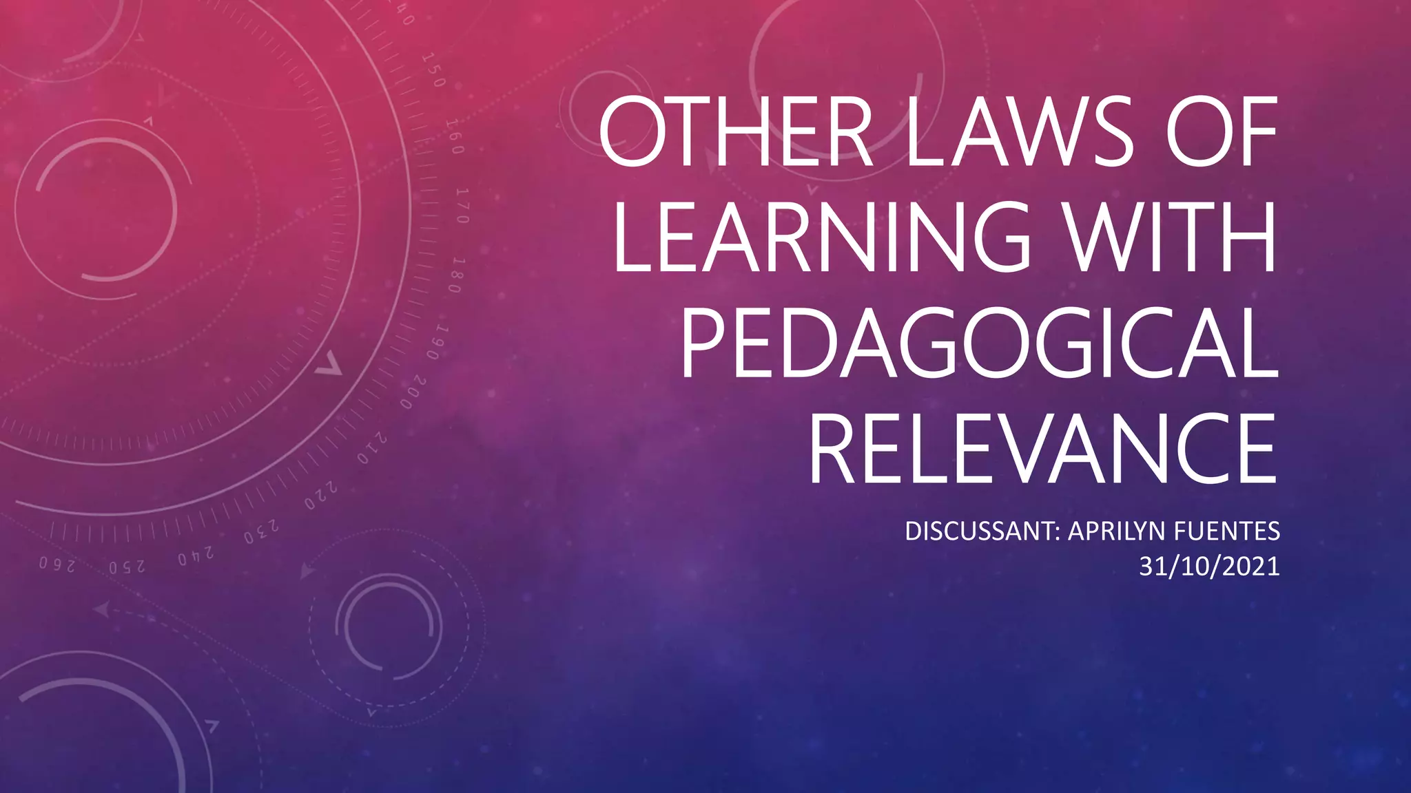 Other laws of learning with pedagogical relevance | PPTX