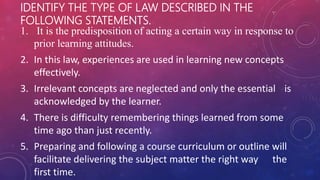 Other laws of learning with pedagogical relevance | PPTX