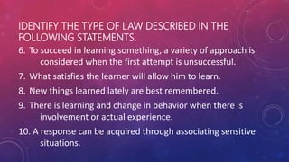 Other laws of learning with pedagogical relevance | PPTX