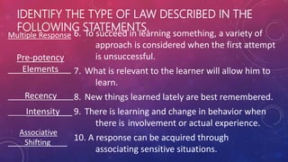 Other laws of learning with pedagogical relevance | PPTX