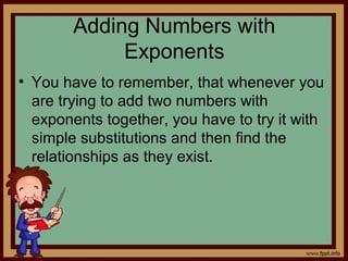 Other operations with exponents | PPT