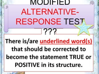 Alternative-Response Test | PPTX