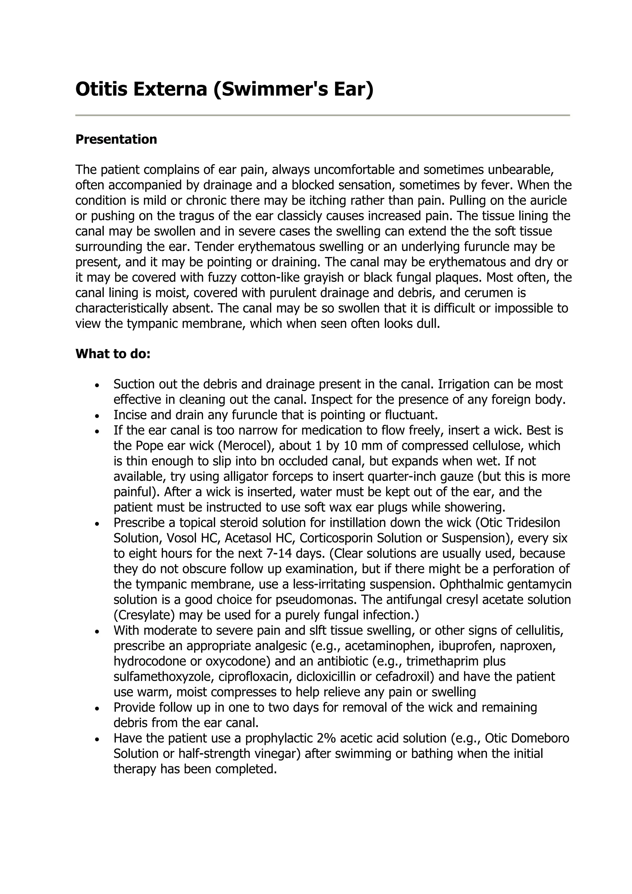 Otitis Externa | DOC