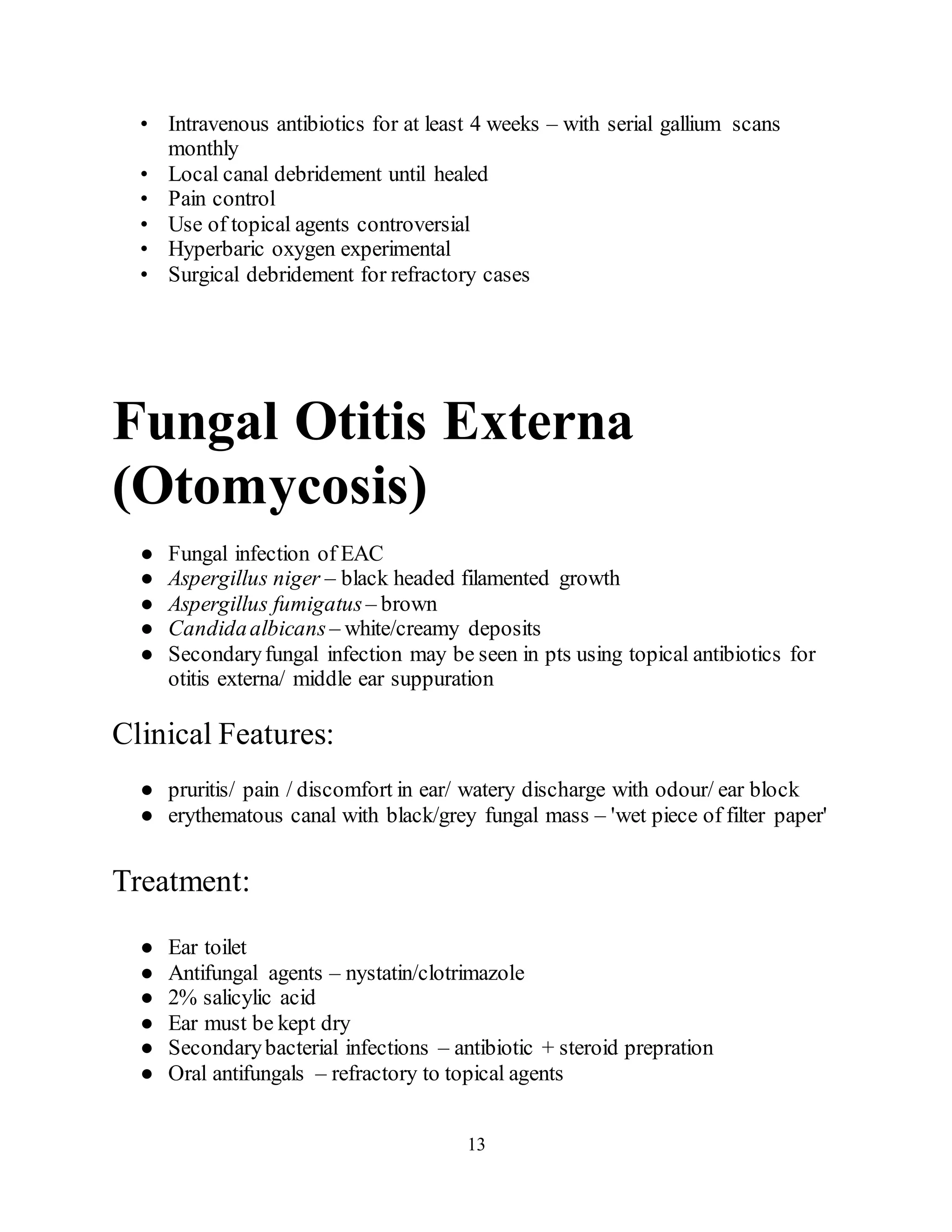 Otitis externa - ENT | DOCX | Ear, Nose and Throat Conditions ...