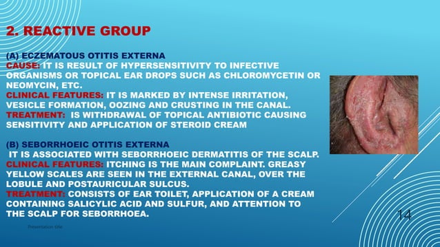 OTITIS EXTERNA | PPTX | Ear, Nose and Throat Conditions | Diseases and ...