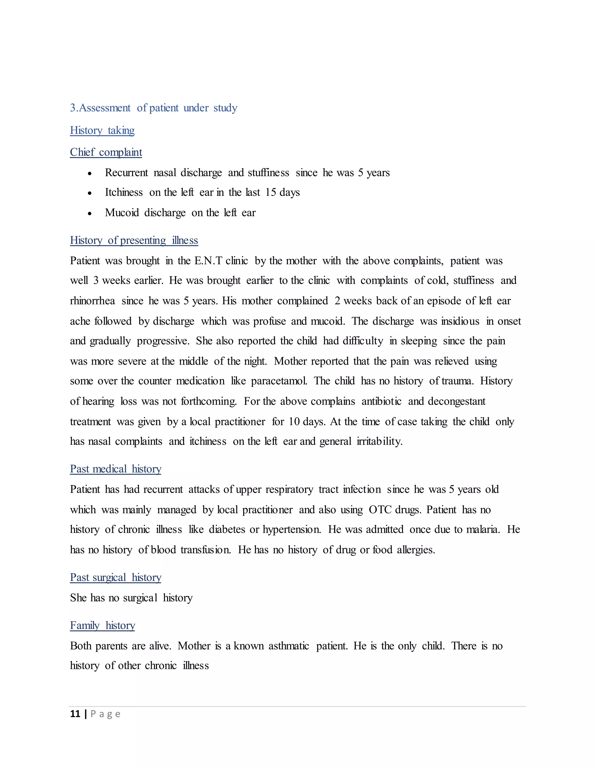 OTITIS MEDIA CASE PRESENTATION(CASE STUDY) | DOCX