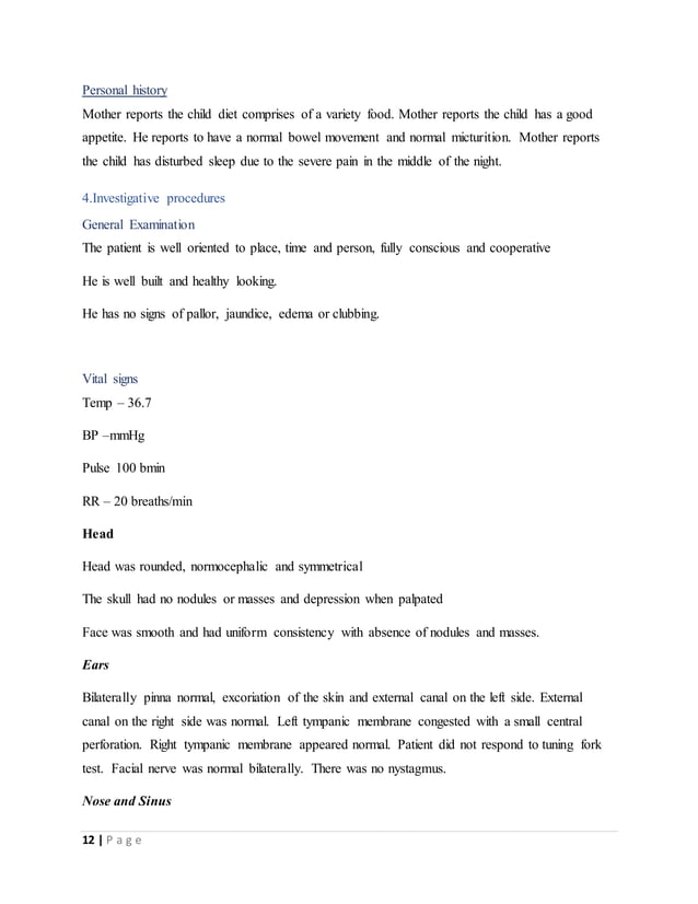 OTITIS MEDIA CASE PRESENTATION(CASE STUDY) | DOCX