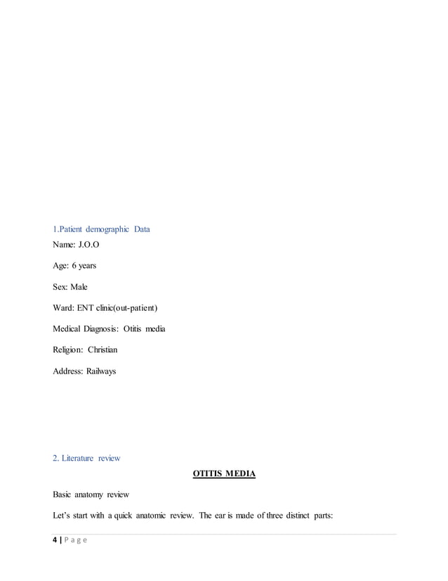 OTITIS MEDIA CASE PRESENTATION(CASE STUDY) | DOCX