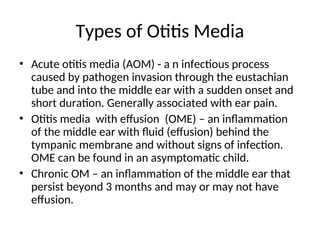 Otitis Media.ppt-occurs in the area between the tympanic membrane (the ...