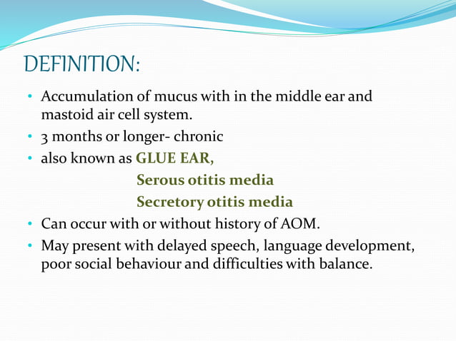 Otitis media with effusion | PPTX | Ear, Nose and Throat Conditions ...