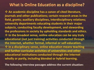 Online Education as an Academic Discipline | PPTX