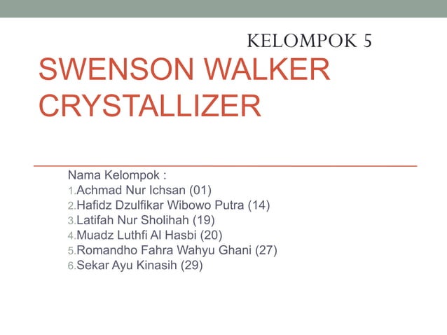 Swenson Walker Crystalizer | PPT