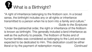 LDS OT Gospel Doctrine Class - Lesson 10 - Birthright Blessings ...