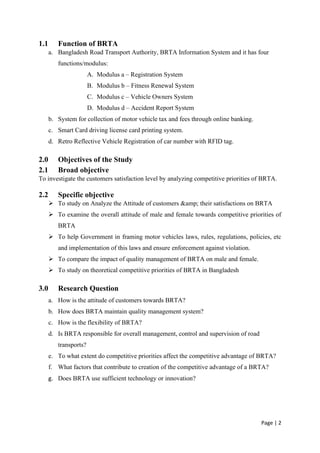 Competitive Priorities of Bangladesh Road Transport Authority (BRTA) | PDF