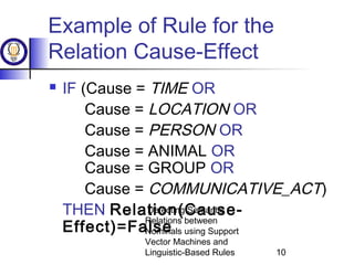 Detecting Semantic Relations between Nominals using Support Vector Machines and Linguistic-Based ...