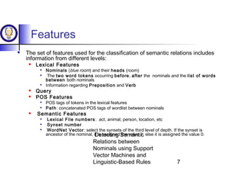 Detecting Semantic Relations between Nominals using Support Vector Machines and Linguistic-Based ...