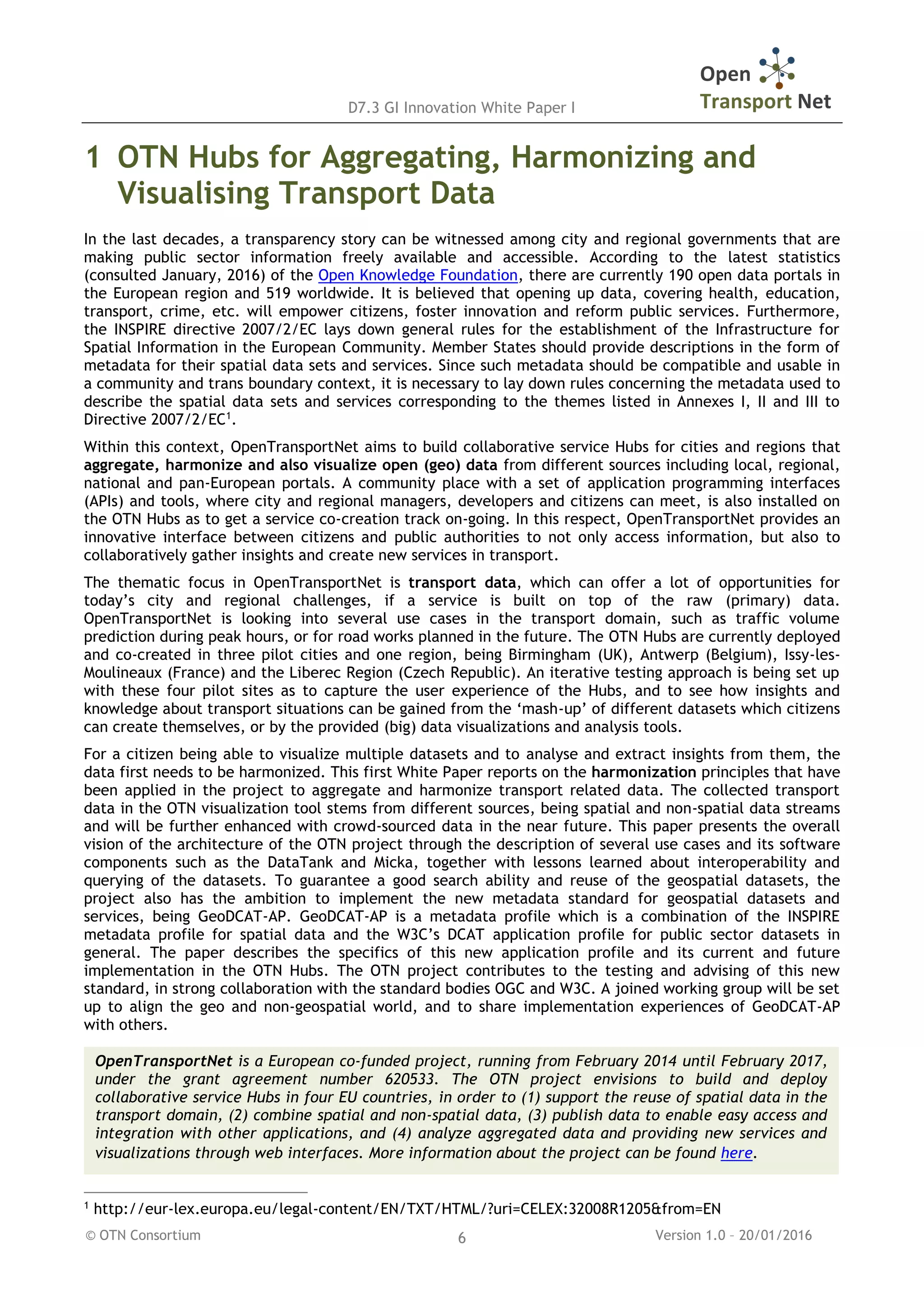 WHITE PAPER: Data Harmonization & Interoperability in OpenTransportNet | PDF