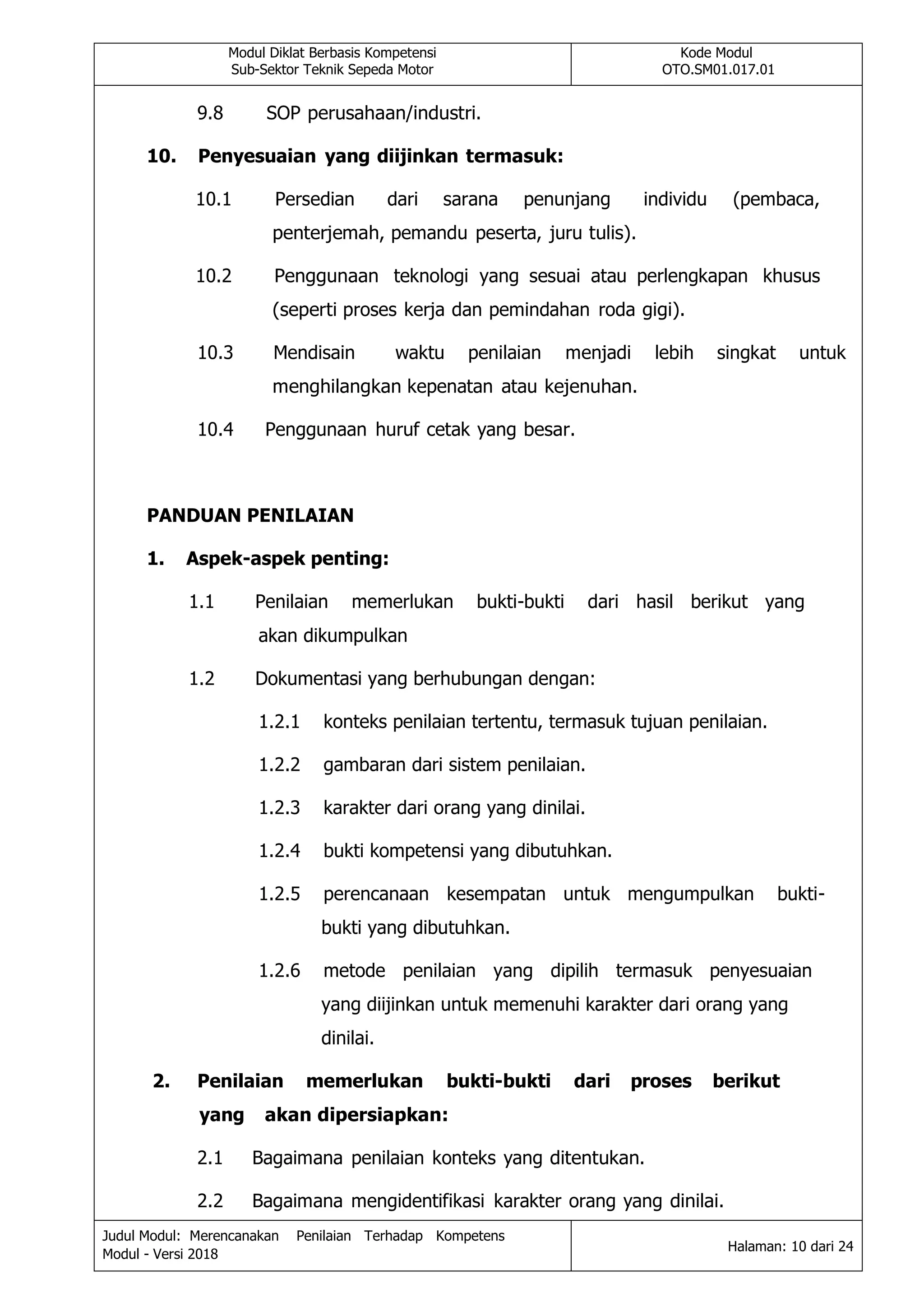 Oto.sm01.017.01 merencanakan penilaian | PDF