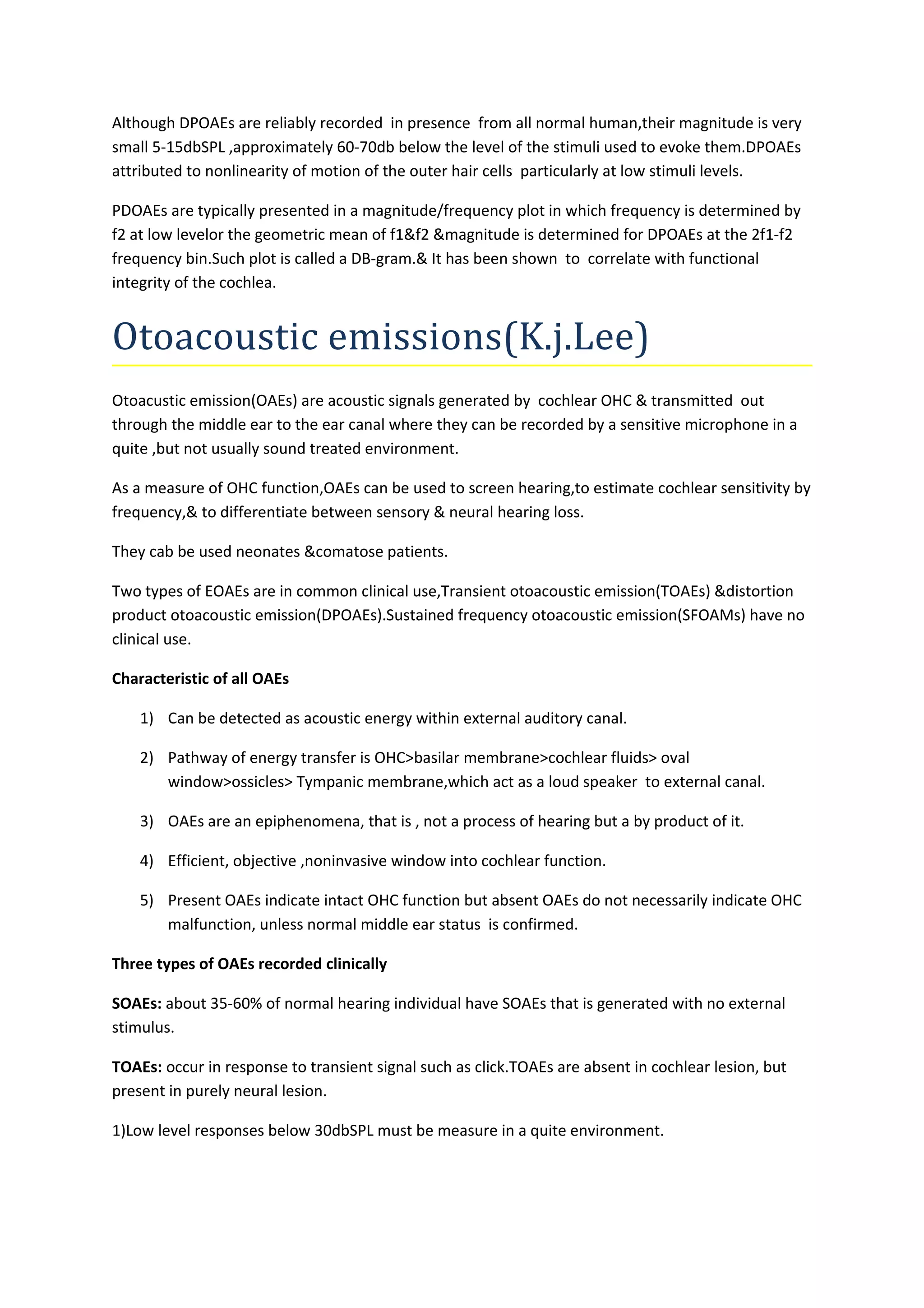 Otoacoustic emissions (sbo 3& k.j.lee ) | DOC