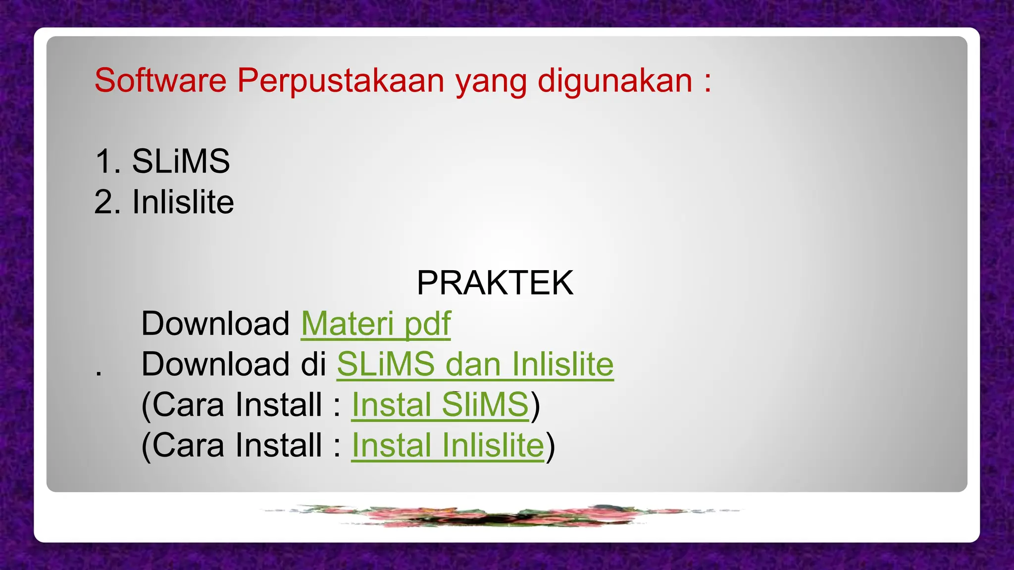 Otomasi Perpustakaan Berbasis SLiMS dan Inlislite | PPTX