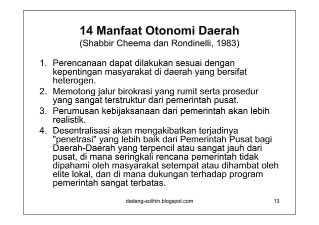 Otonomi Daerah dalam Perspektif Teori, Kebijakan, dan Praktek | PDF