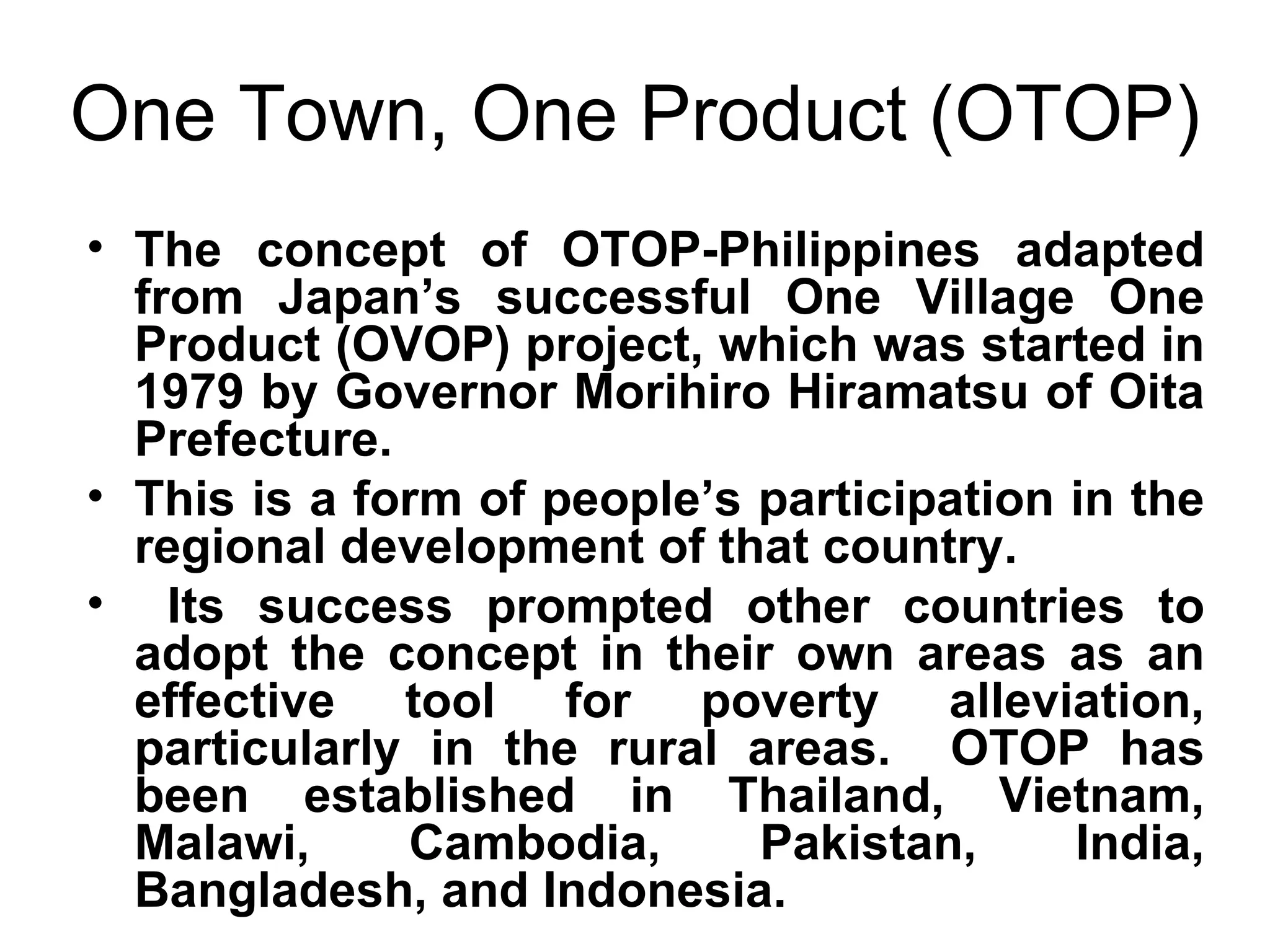 OTOP (One Town One Product | PPT