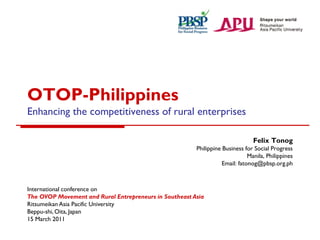 OTOP Philippines: Enhancing the competitiveness of rural enterprises | PDF