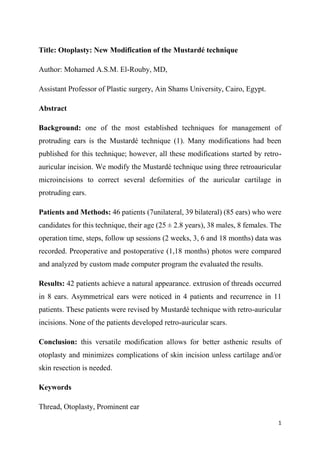 Otoplasty: New Modification of the Mustardé technique | PDF