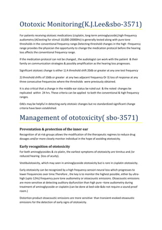 Ototoxic monitoring (k.j.lee&sbo 3571) | DOC