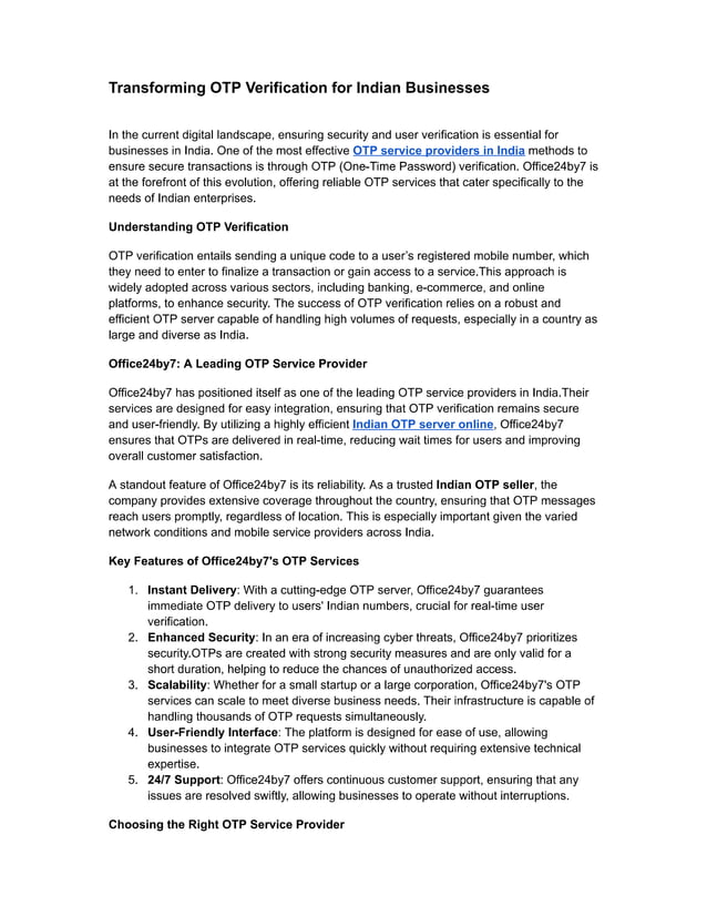 Transforming OTP Verification for Indian Businesses | PDF