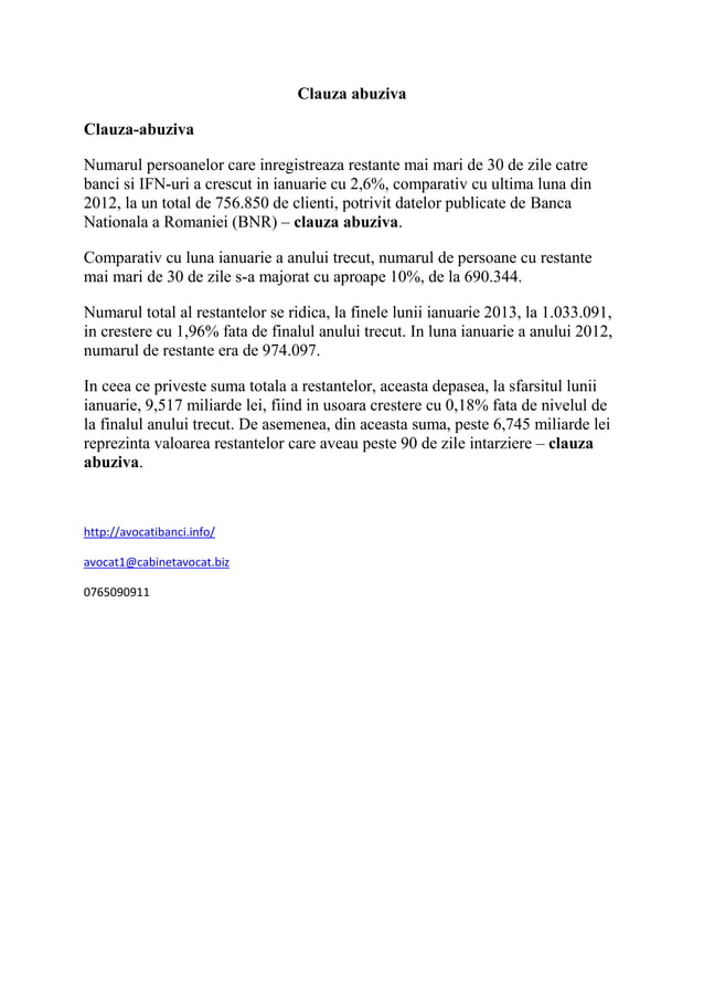 Clauza abuziva | DOCX