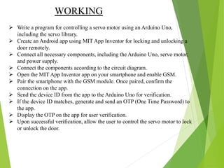 OTP BASED SMART LOCK SYSTEM USING GSM MODULE | PPTX