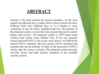 OTP BASED SMART LOCK SYSTEM USING GSM MODULE | PPTX