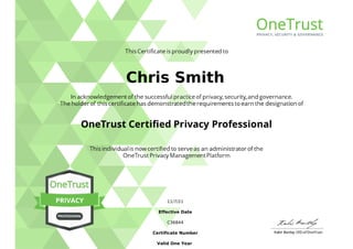 OneTrust Certified Privacy Professional | PDF