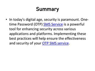OTP SMS Service | PPT | Free Download