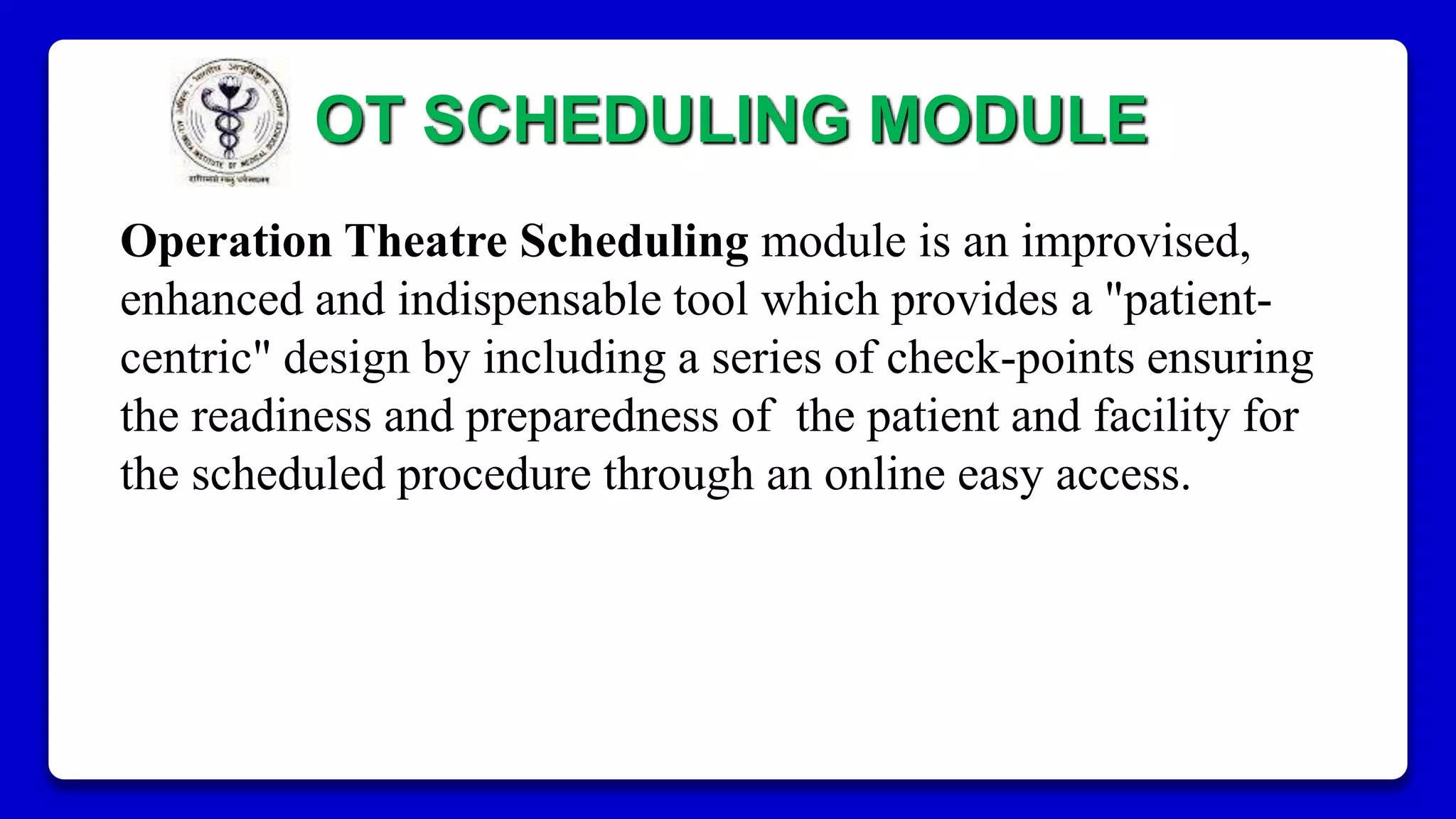 Ot scheduling module | PPT