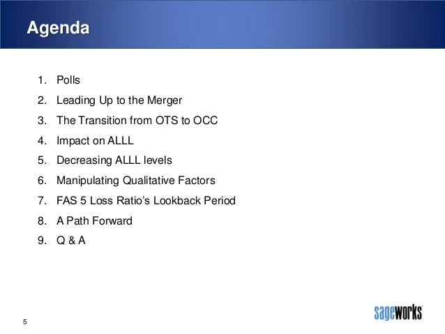 Moving from the OTS to the OCC: Impact on the ALLL