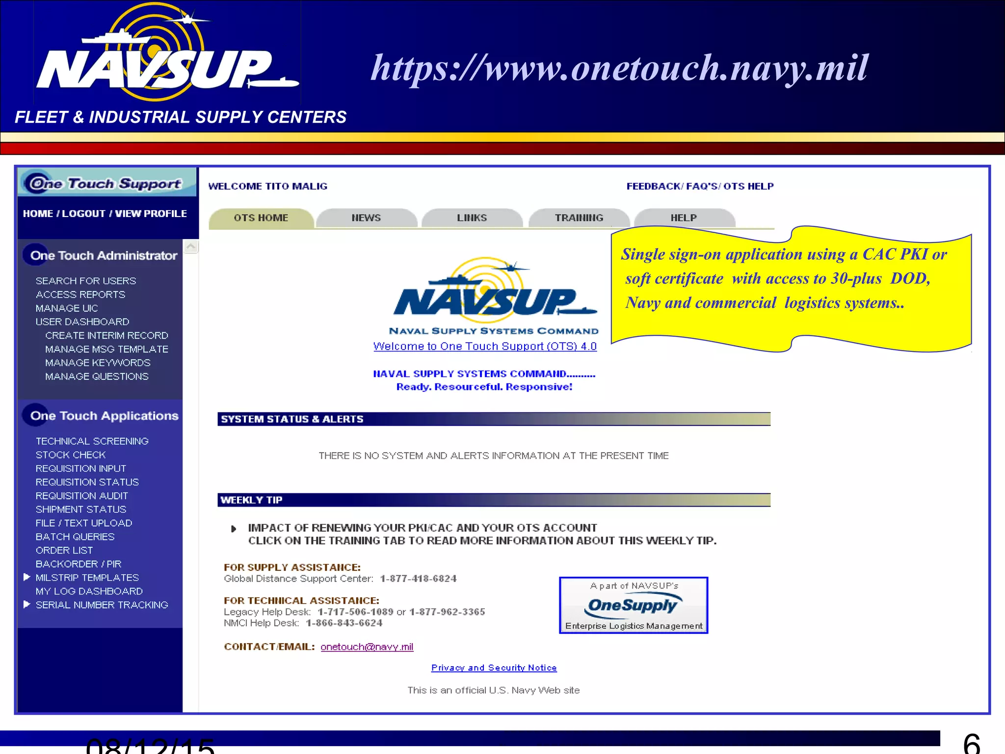 One-Touch Support Training | PPT