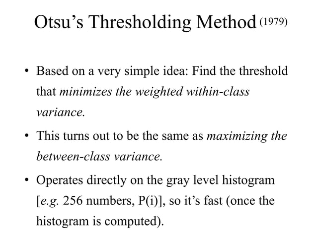 Image Segmentation using Otsu's Method - Computer Graphics (UCS505) Project PPT | PPTX