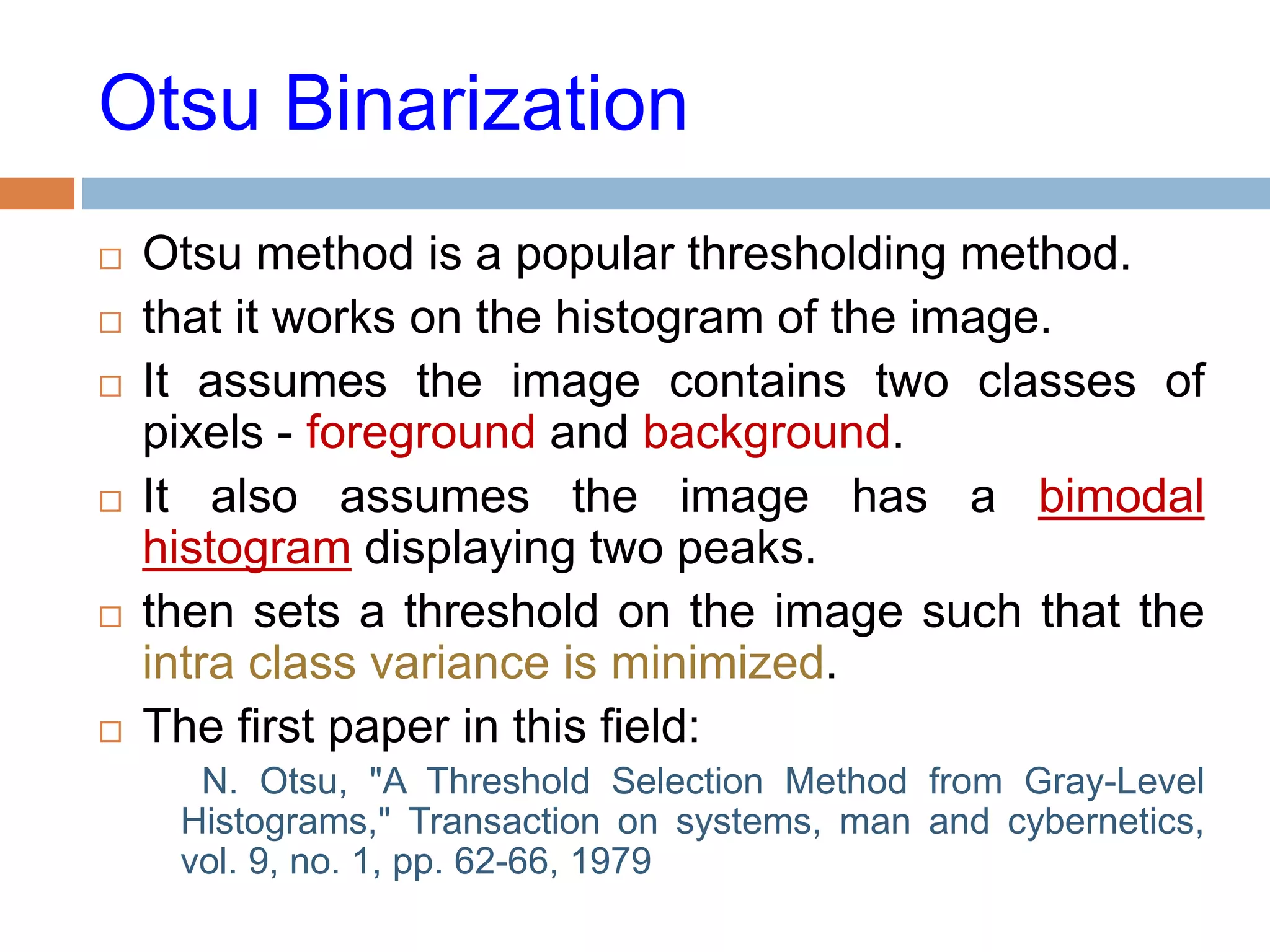 Otsu binarization | PPTX