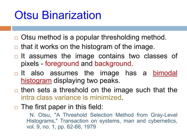 Otsu binarization | PPTX