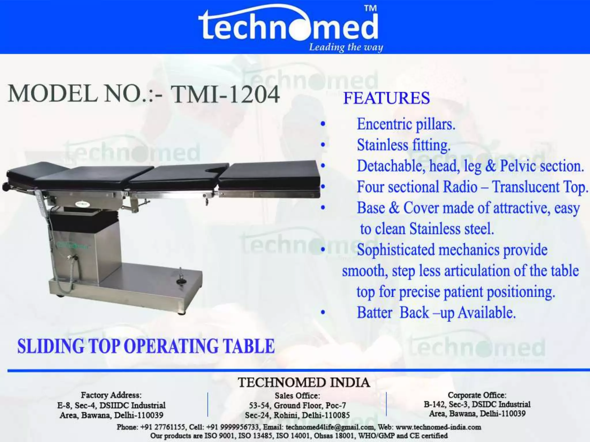 TECHNOMED Operation Theatre Table Catalog | PPTX