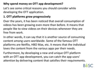 OTT App Development: Advantages, Functionality, Process and Cost | PPT